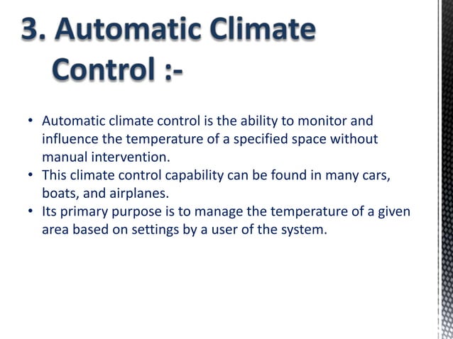 Automotive Comfort Systems: A brief overview | PPTX