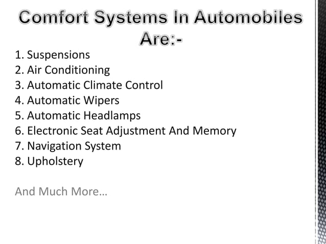 Automotive Comfort Systems: A brief overview | PPTX