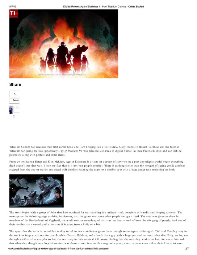 Digital Review: Age of Darkness #1 from Titanium Comics | PDF