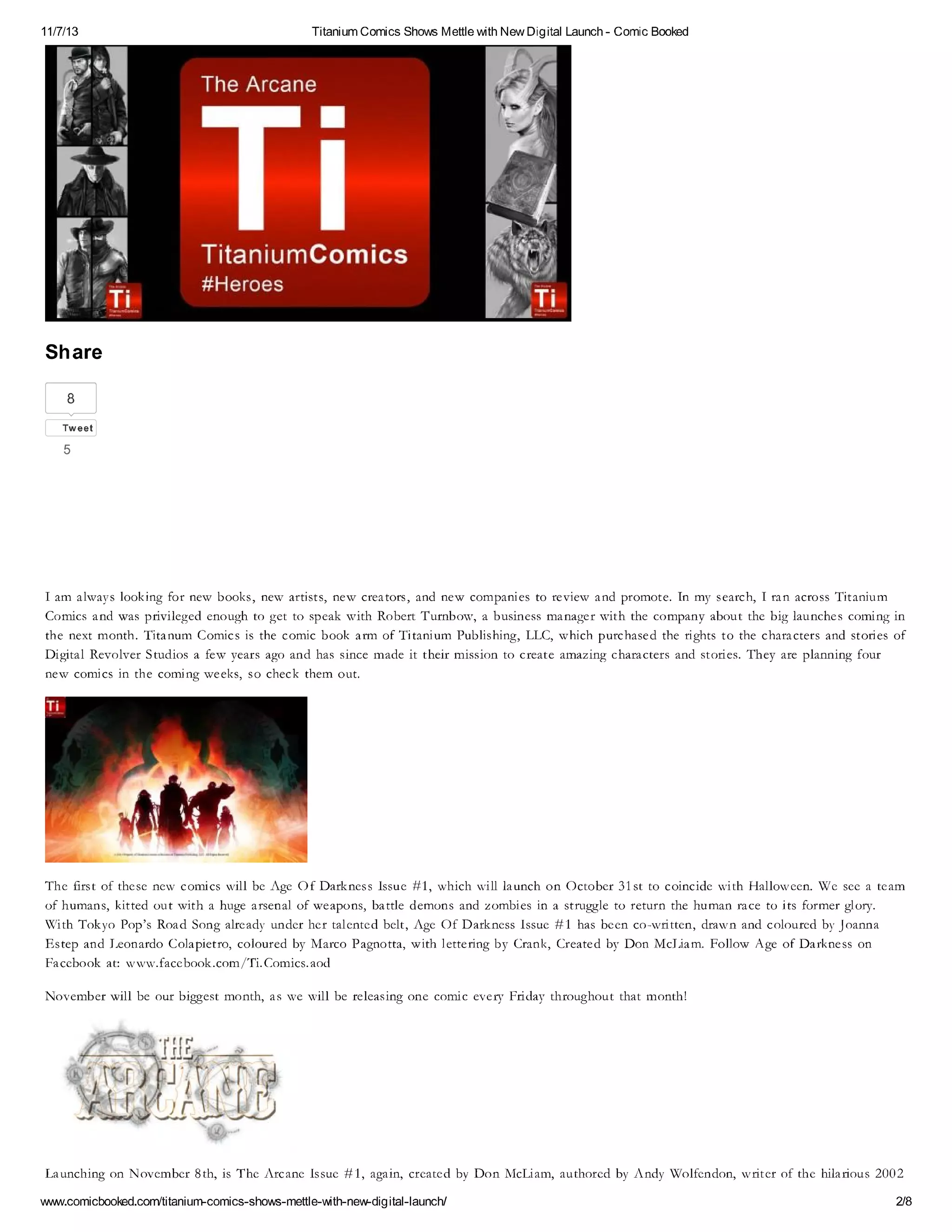 Titanium Comics Shows Mettle with New Digital Launch | PDF