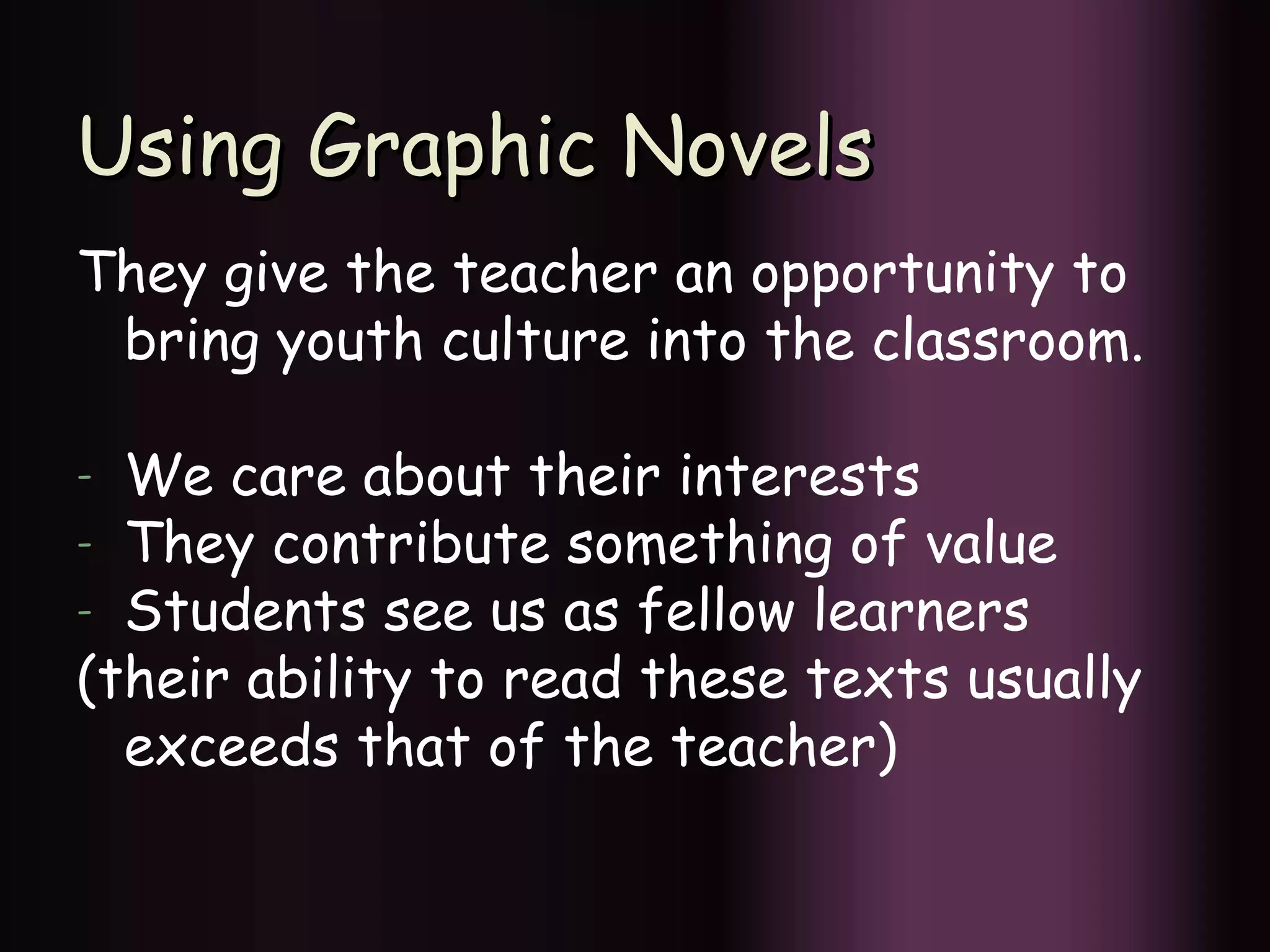Using Cartoons, Comic Books and Graphic Novels in the Classroom | PPT