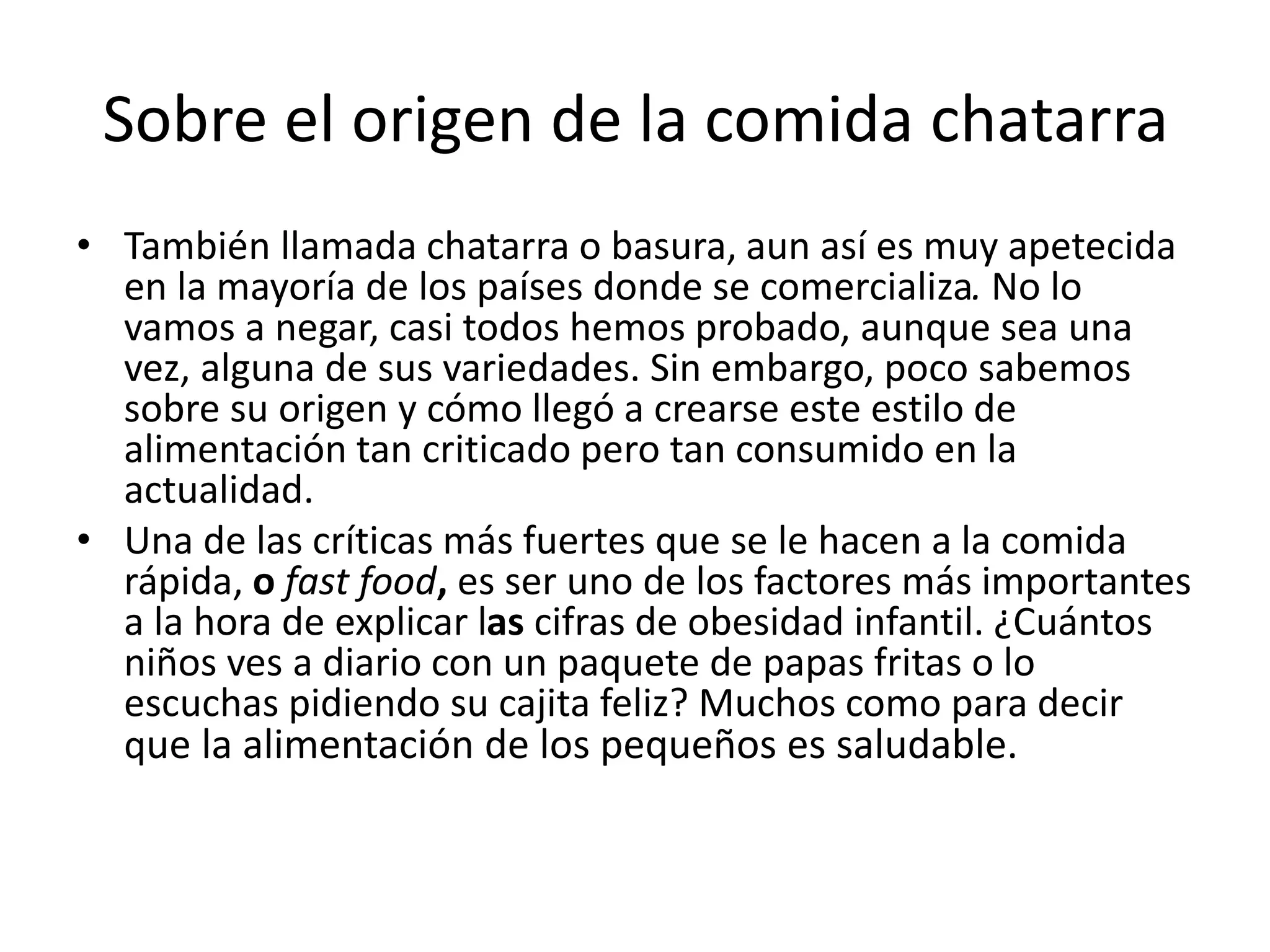 Comida chatarra | PPT