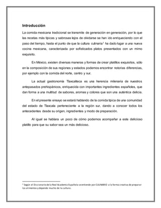 Ensayo Comida tipica | DOCX