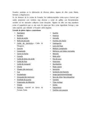 Comida típica ecuatoriana | DOCX