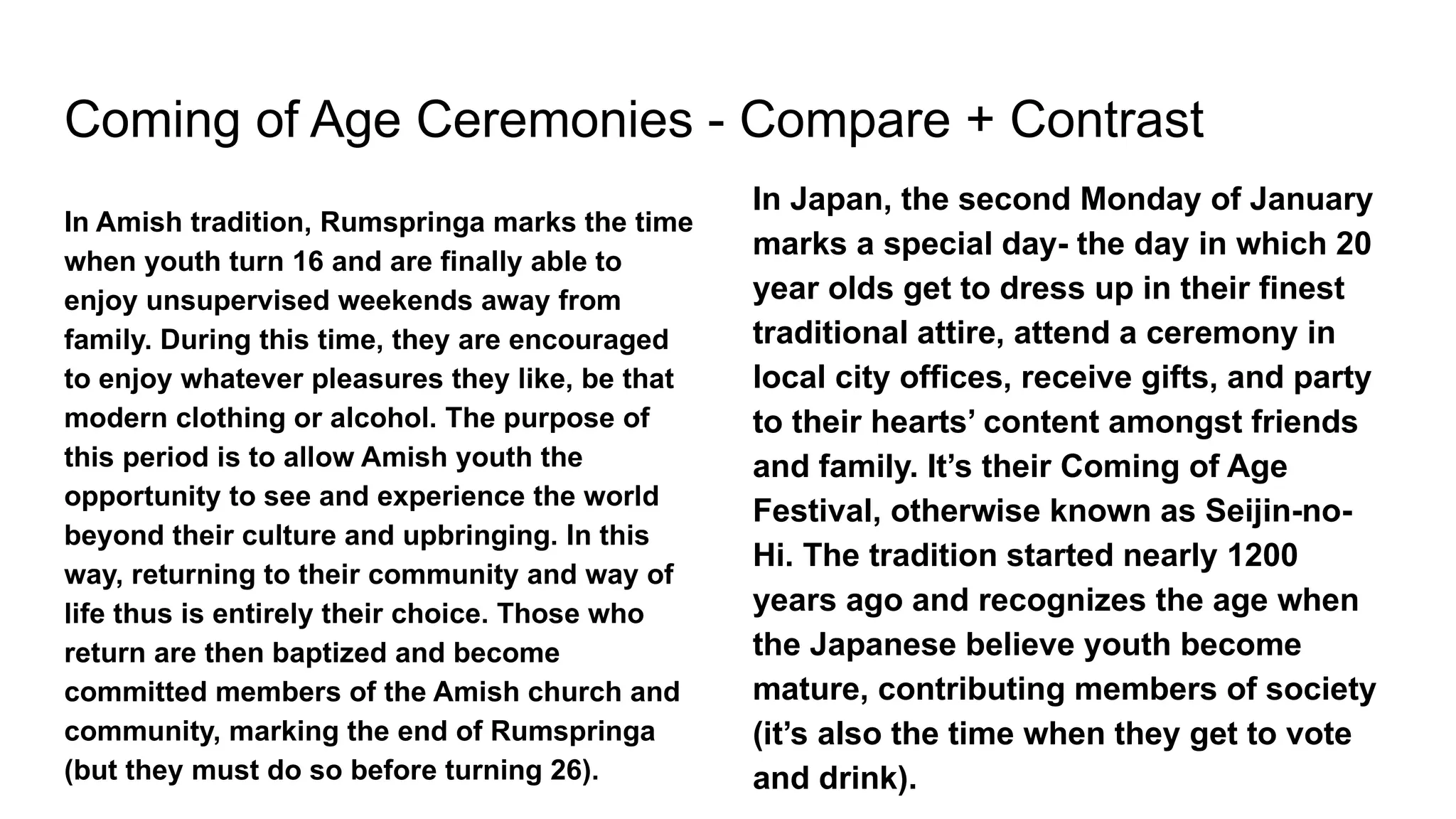 Coming of Age Ceremonies - Compare + Contrast.pptx