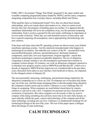 Coming Of Calm Technology | DOCX