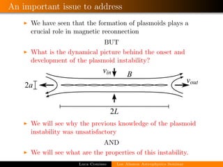 Luca Comisso - Plasmoid Instability in Time-Evolving Current Sheets | PDF