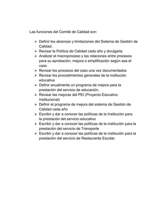 Comité de calidad | PDF