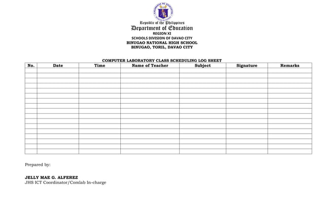 sample of computer laboratory class schedule | PPT