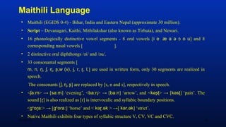 Maithili Text-to-Speech | PPT