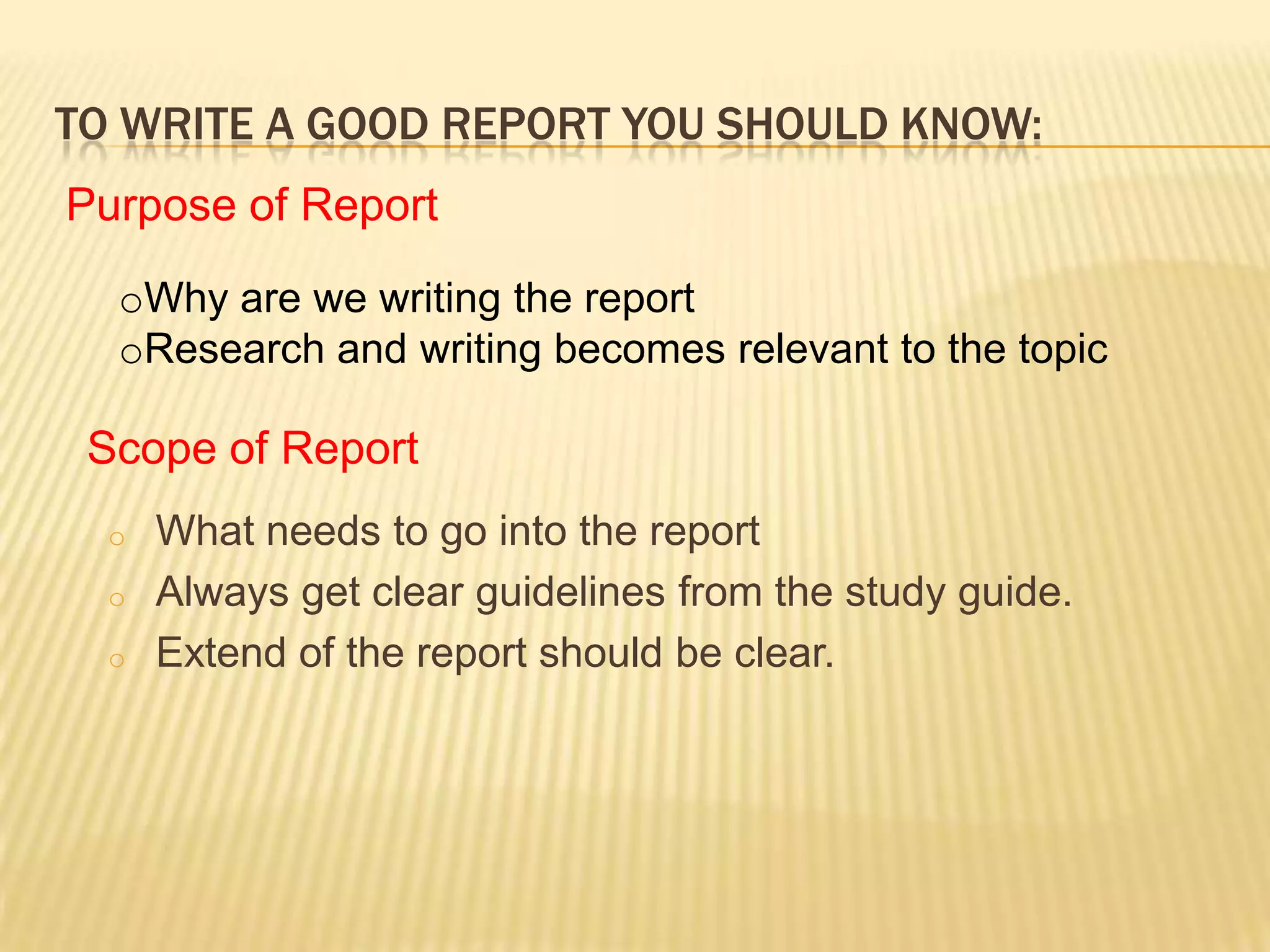 REPORT WRITTING | PPTX