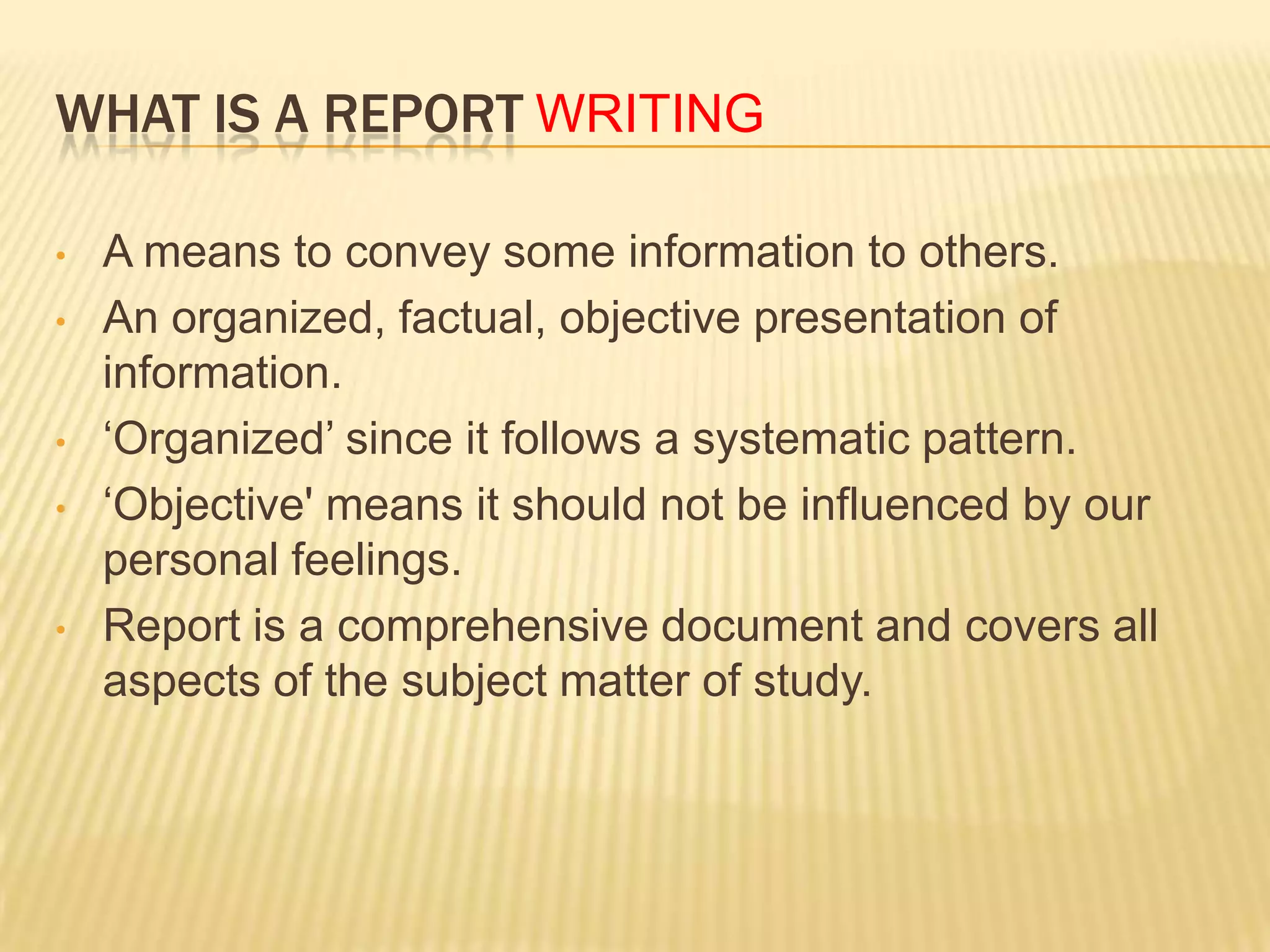 REPORT WRITTING | PPTX