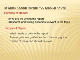 REPORT WRITTING | PPTX