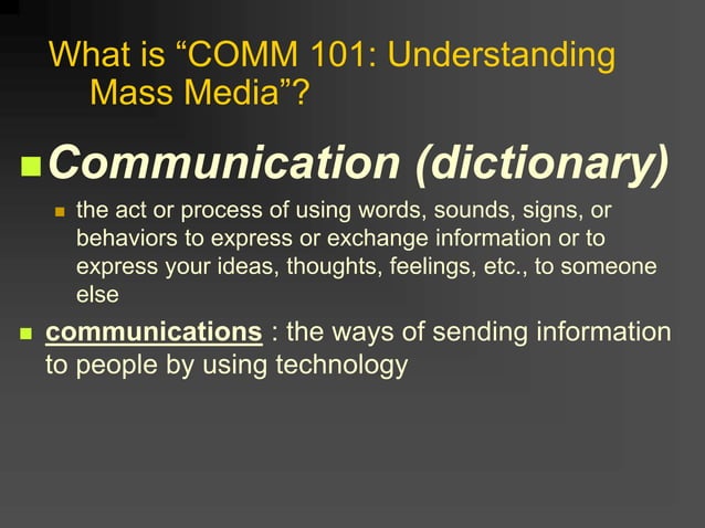 COMM 101-INTRO-WCC | PPT | Free Download