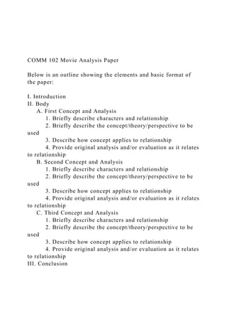 COMM 102 Movie Analysis Paper Below is an outline showing .docx