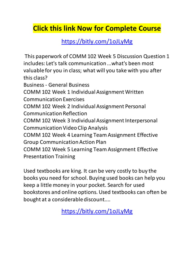 Comm 102 week 5 dq 1 | DOCX