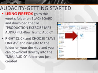 WCC COMM 106 post production-audacity 101-audio editing exercise part #1 LUTHER | PPT