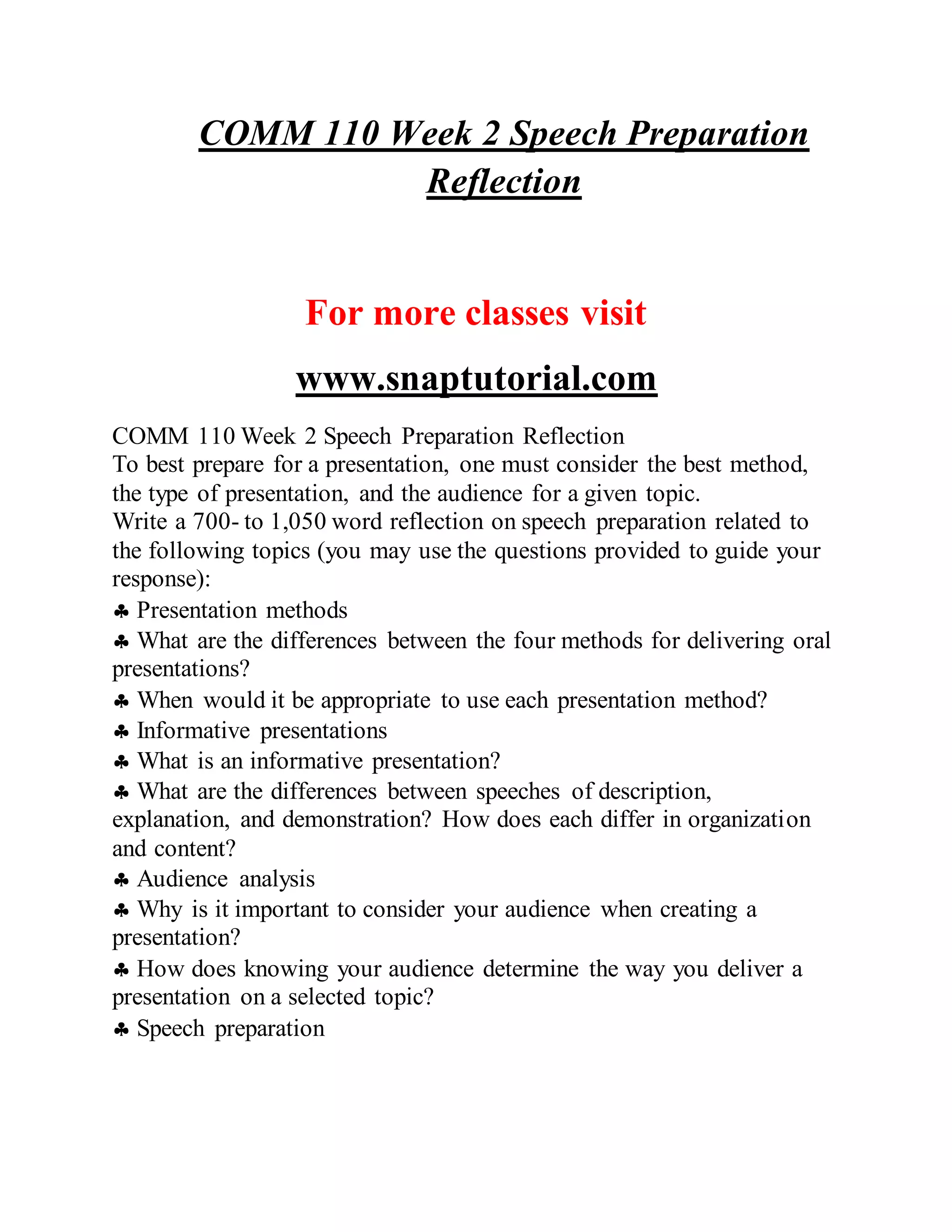 COMM 110 Education Redefined / snaptutorial.com