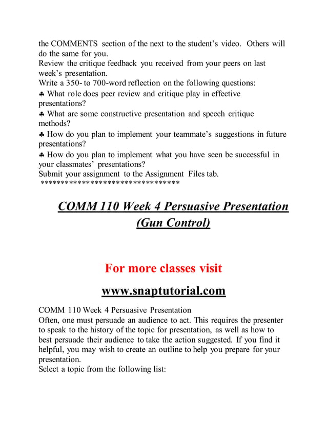 COMM 110 Education Redefined / snaptutorial.com