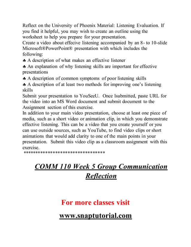 COMM 110 Education Redefined / snaptutorial.com