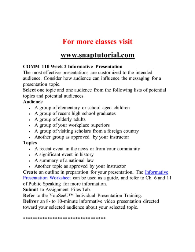 COMM 110 Education Redefined / snaptutorial.com