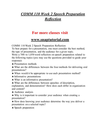 COMM 110 Education Redefined / snaptutorial.com