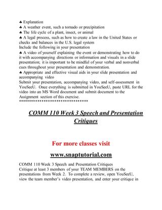 COMM 110 Education Redefined / snaptutorial.com