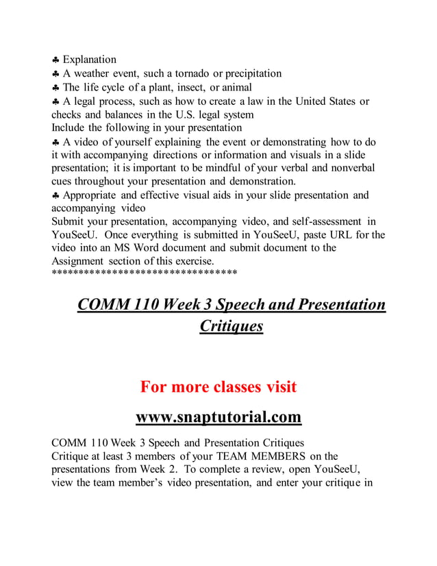 COMM 110 Education Redefined / snaptutorial.com