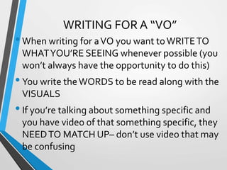 COMM 118 Writing/Editing/Delivering a VO | PPT