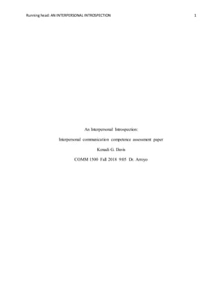 Interpersonal Communication Self Analysis | DOCX