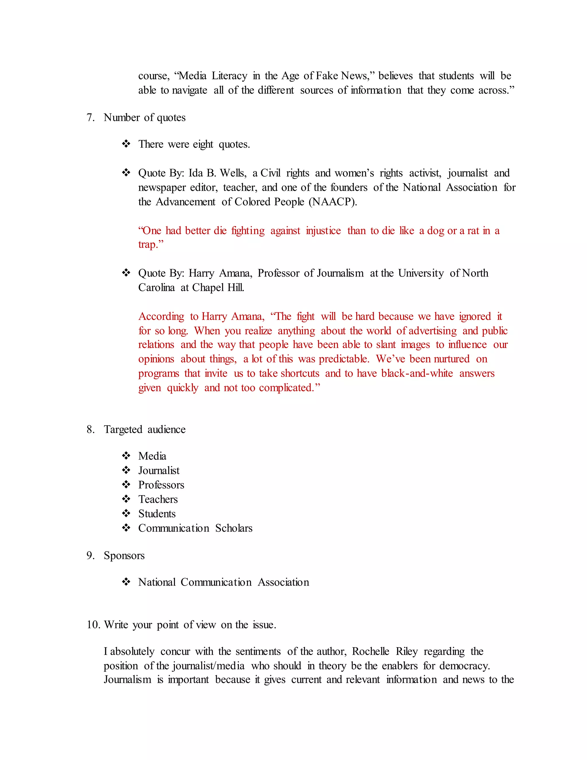 Comm300.002, media literacy assignment, step 1 | PDF