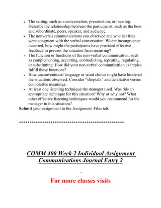 COMM 400 Effective Communication / snaptutorial.com | Educational ...