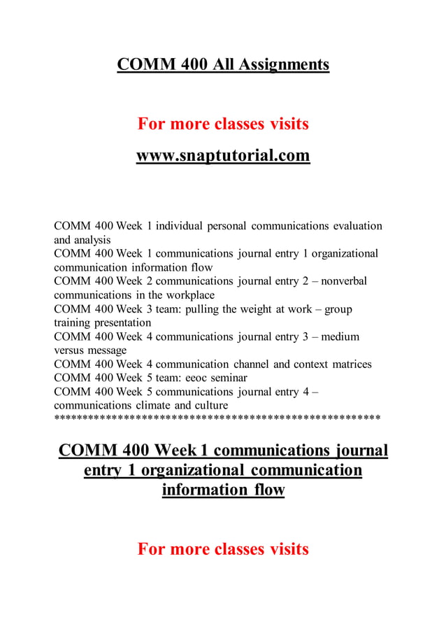 COMM 400 Education Organization - snaptutorial.com