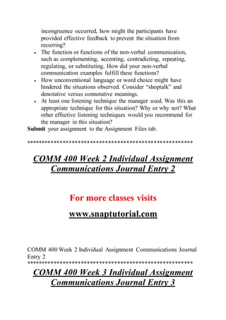 COMM 400 Education Organization - snaptutorial.com