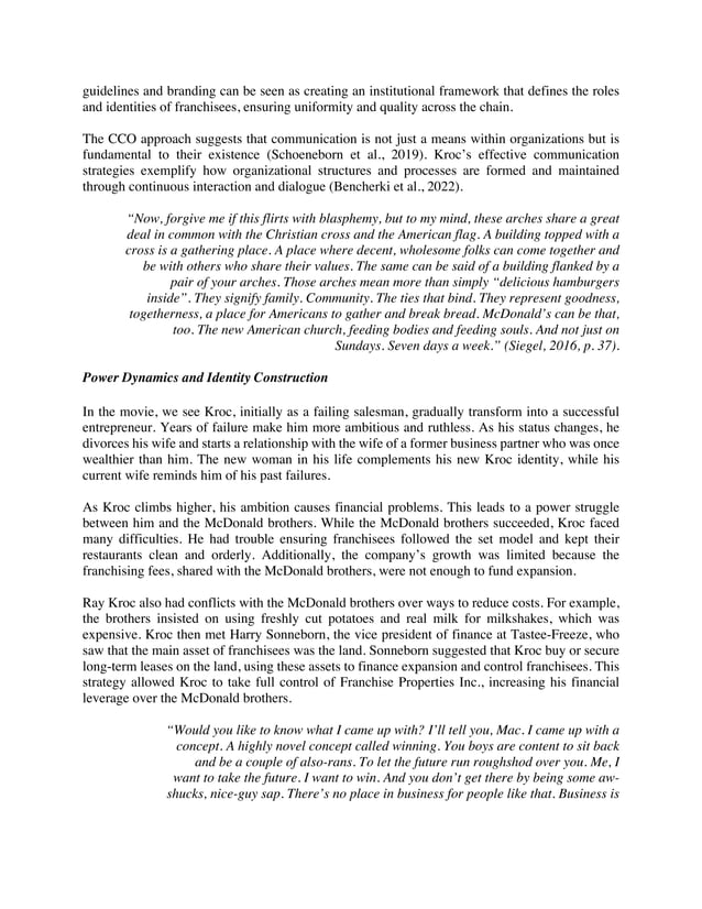 Analyzing "The Founder" Movie Through the Lens of CCO and Sensemaking ...