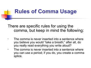 Punctuation Basics: The Comma | PPT