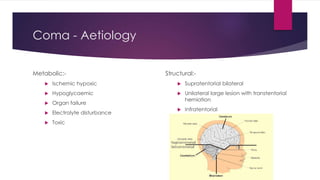 evaluation & management of patient in coma | PPTX