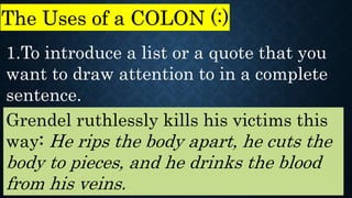 Comma colon semi colon Grade 9 English | PPTX