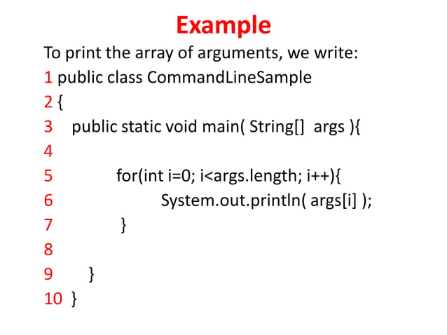 Command Line Arguments In Java Tutorial Ppt