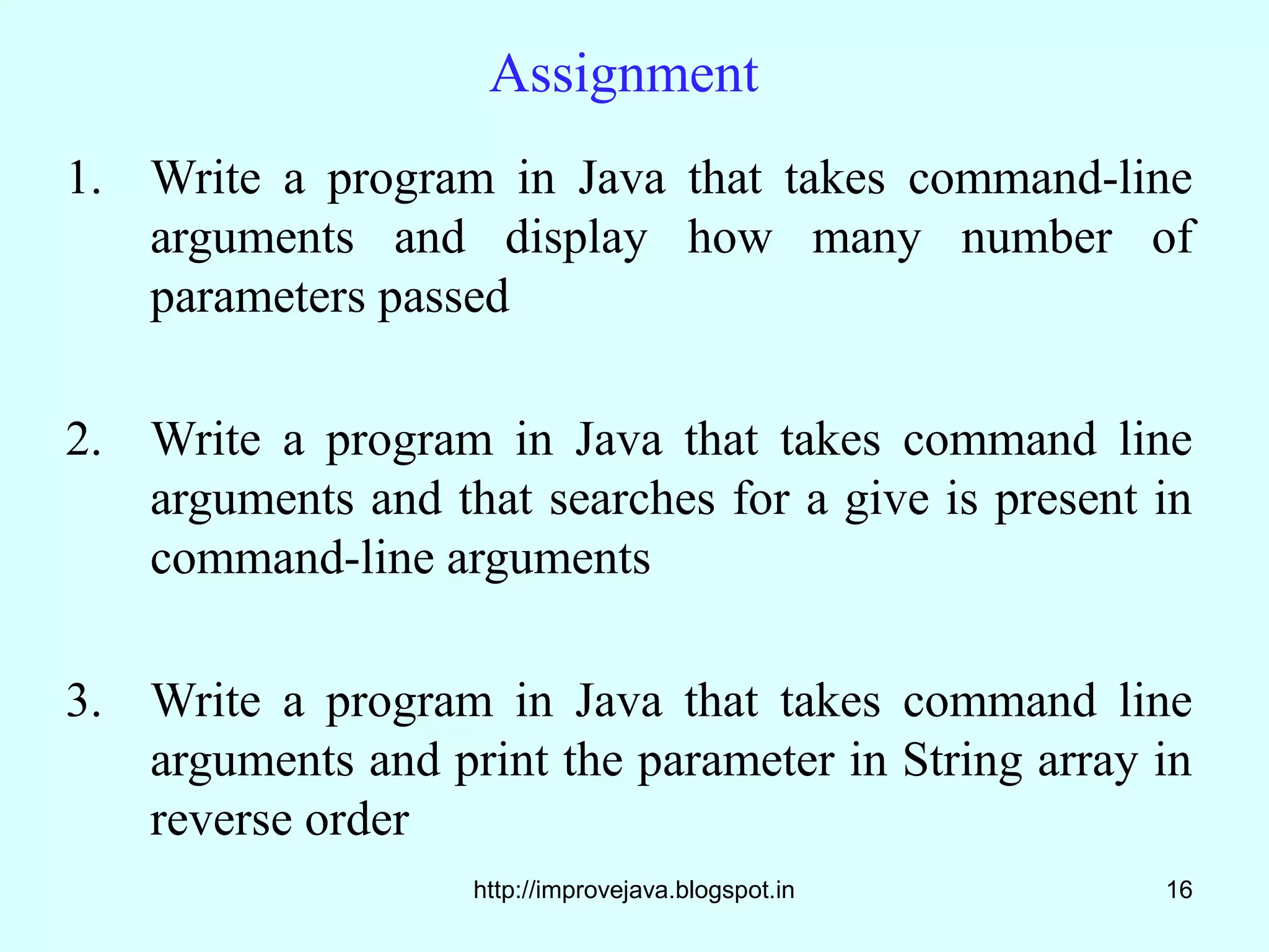Command line arguments.21