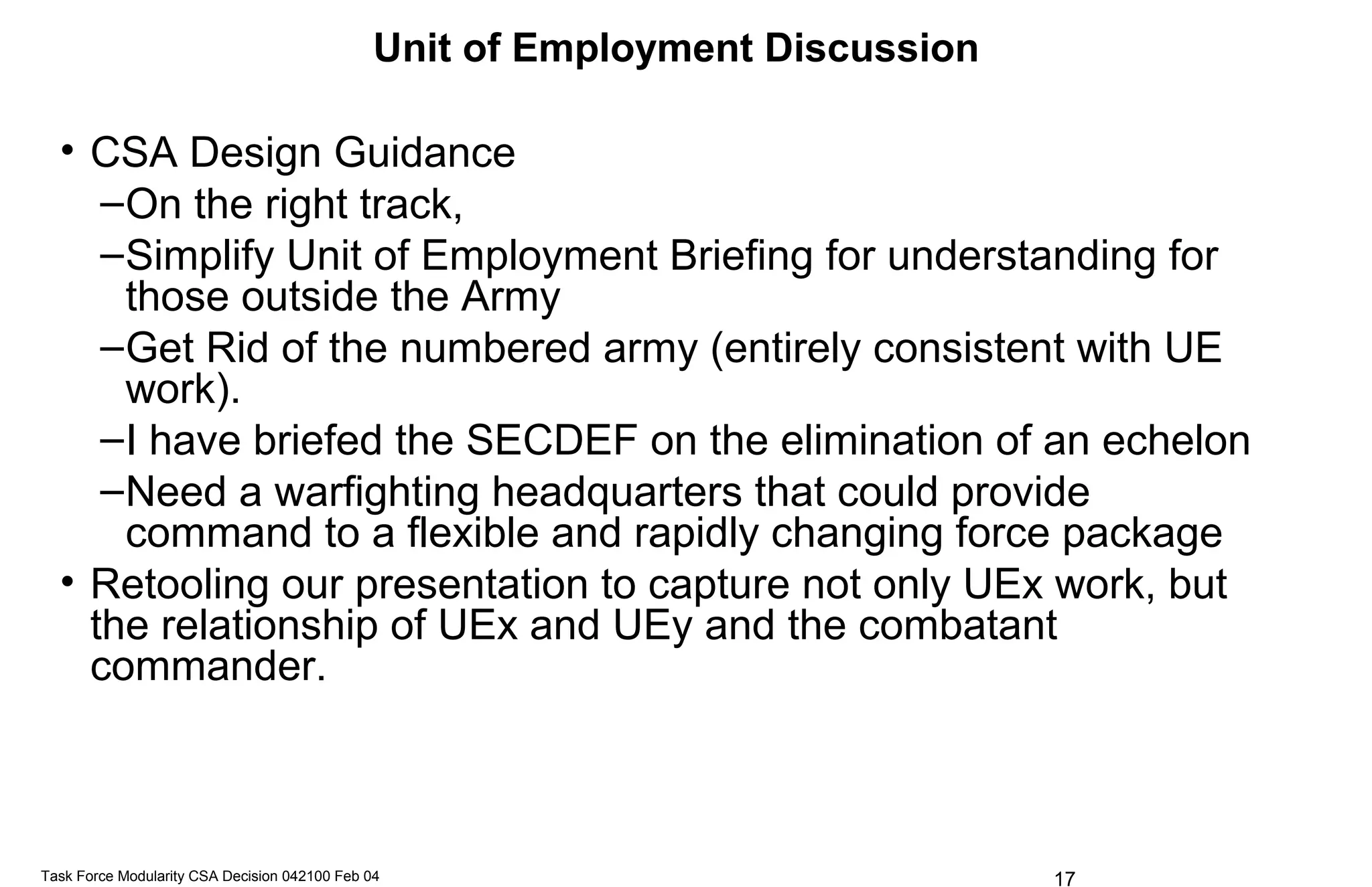 U.S. Army Modularity Brief 21 Feb 2004 | PPT