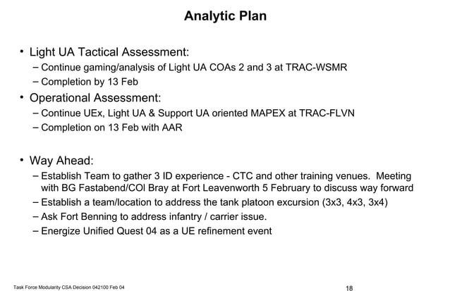 U.S. Army Modularity Brief 21 Feb 2004 | PPT