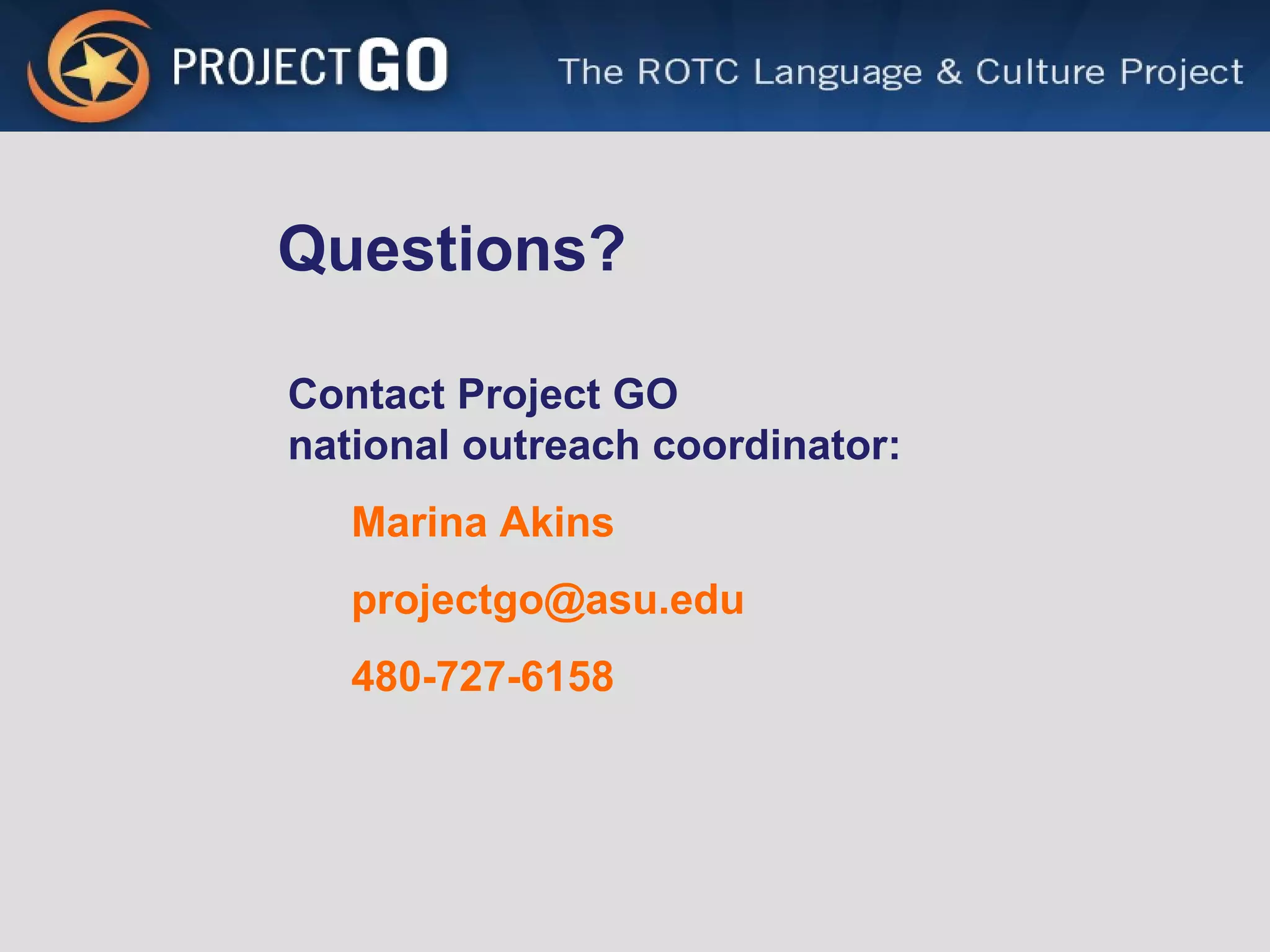 Project GO - The ROTC Language & Culture Project | PPT