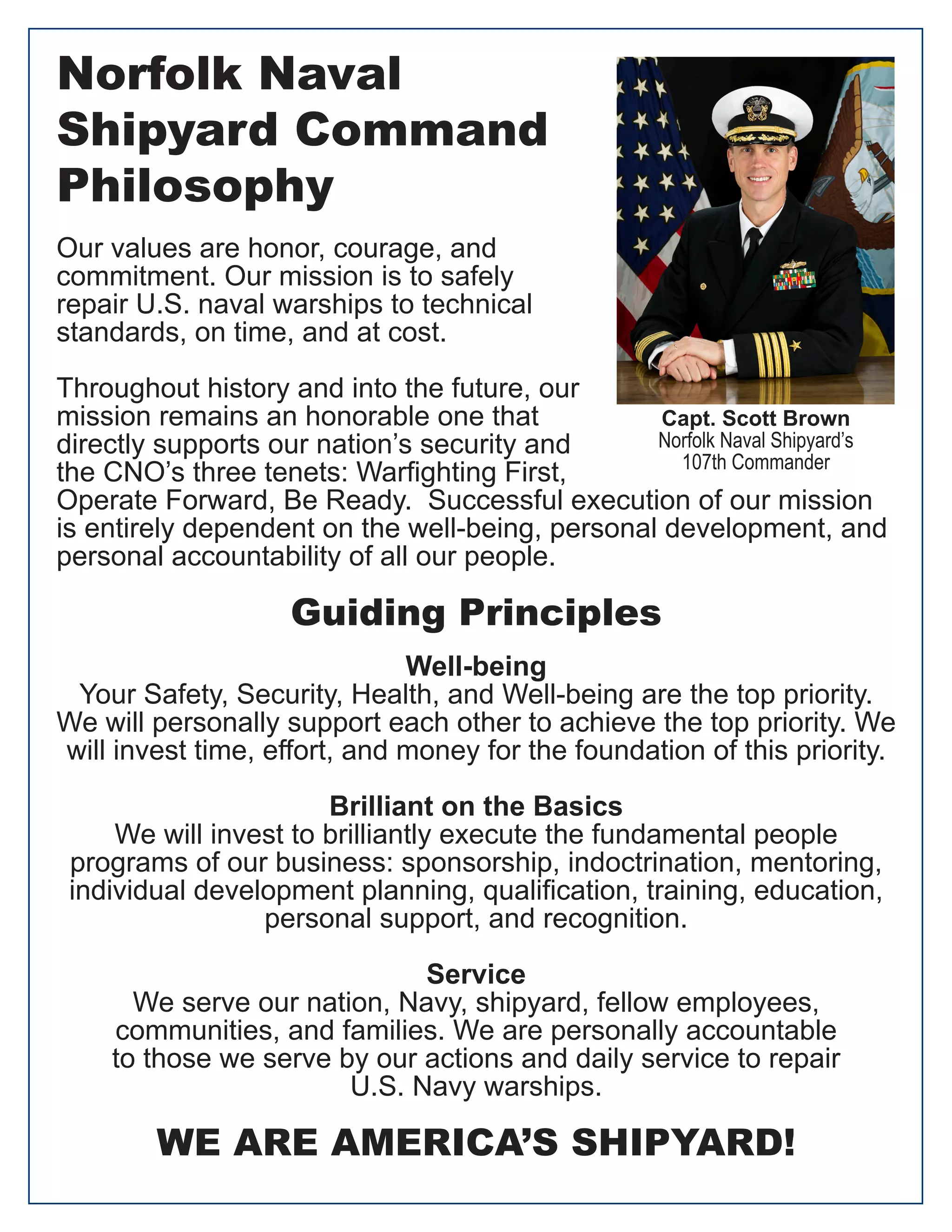 Shipyard Commander Capt. Brown's Command Philosophy | PDF