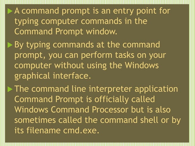 Command prompt presentation | PPTX | Operating Systems | Computer Software and Applications