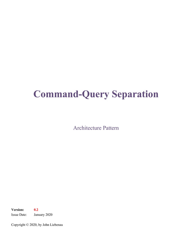 Command Query Separation: Architecture Pattern | PDF
