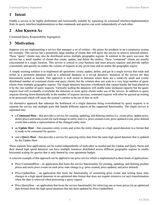 Command Query Separation: Architecture Pattern | PDF