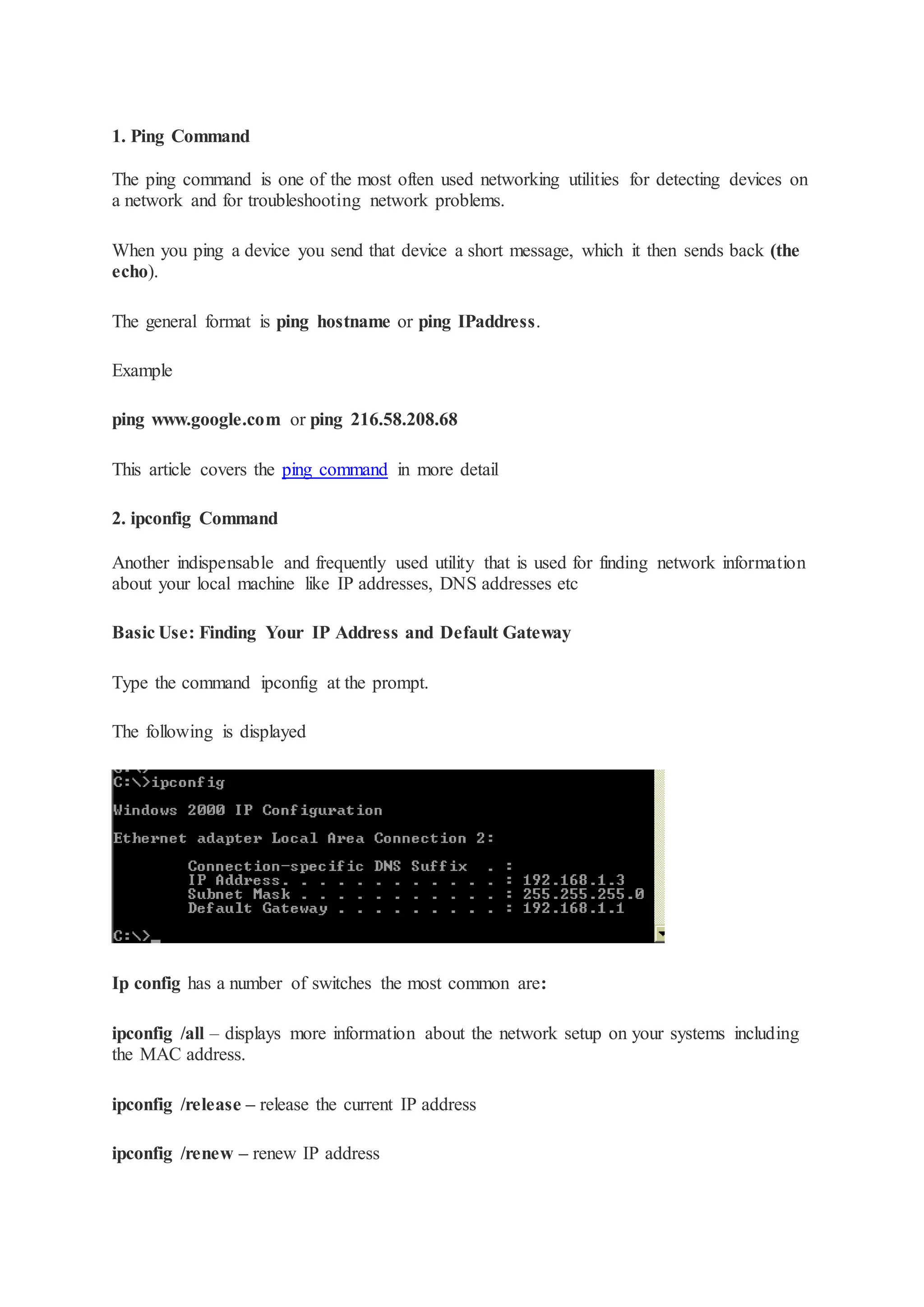 Commands | DOCX | Computer Networking | Computing