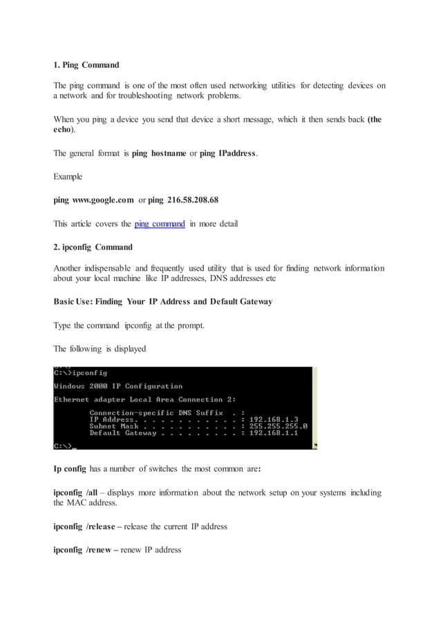 Commands | DOCX | Computer Networking | Computing