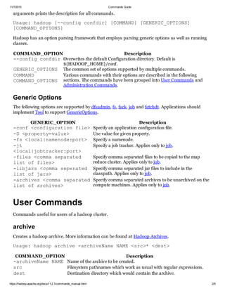 Commands guide apache hadoop | PDF